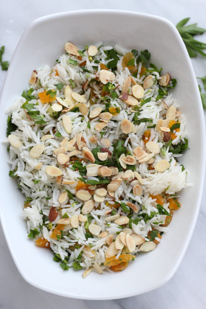Basmati Rice Pilaf with Almonds, Apricots, & Parsley - So Happy You ...