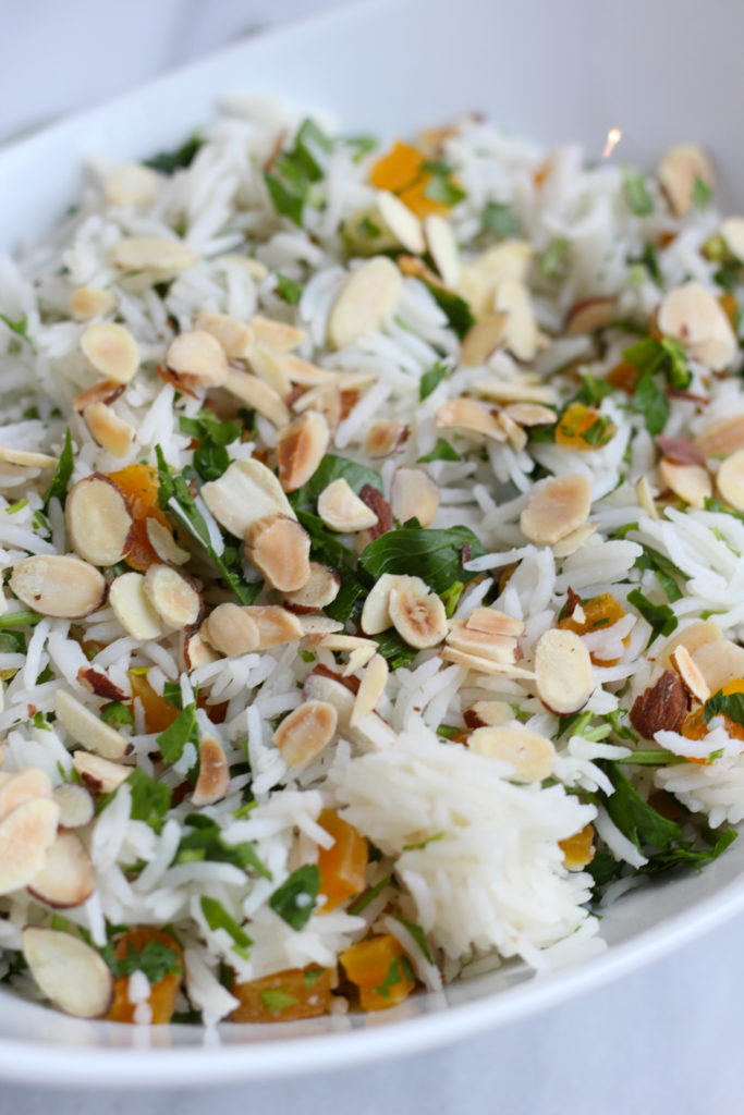 Basmati Rice Pilaf with Almonds, Apricots, & Parsley - So Happy You ...