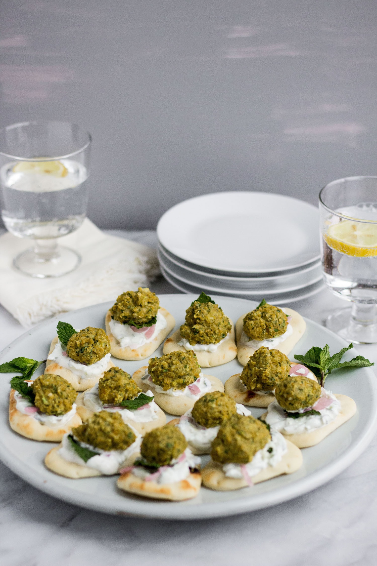 Mini Falafel Bites with Tzatziki and Pickled Red Onions - So Happy You ...